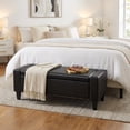 49''W Storage Ottoman Bench, 30 Gallons End of Bed Bench, Faux Leather ...