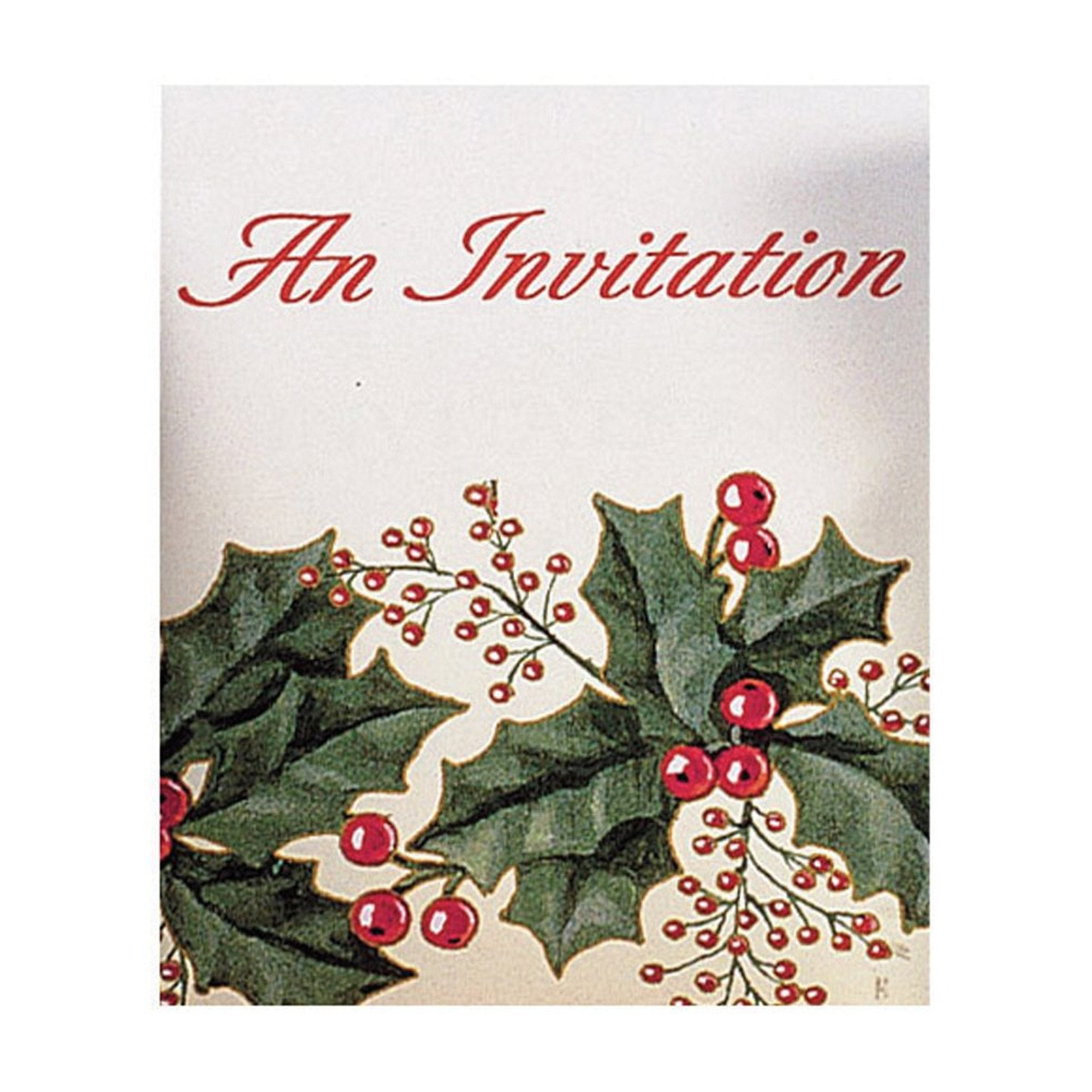 Winter Holly Christmas Party Invitations With White Envelopes - 8 Pack ...