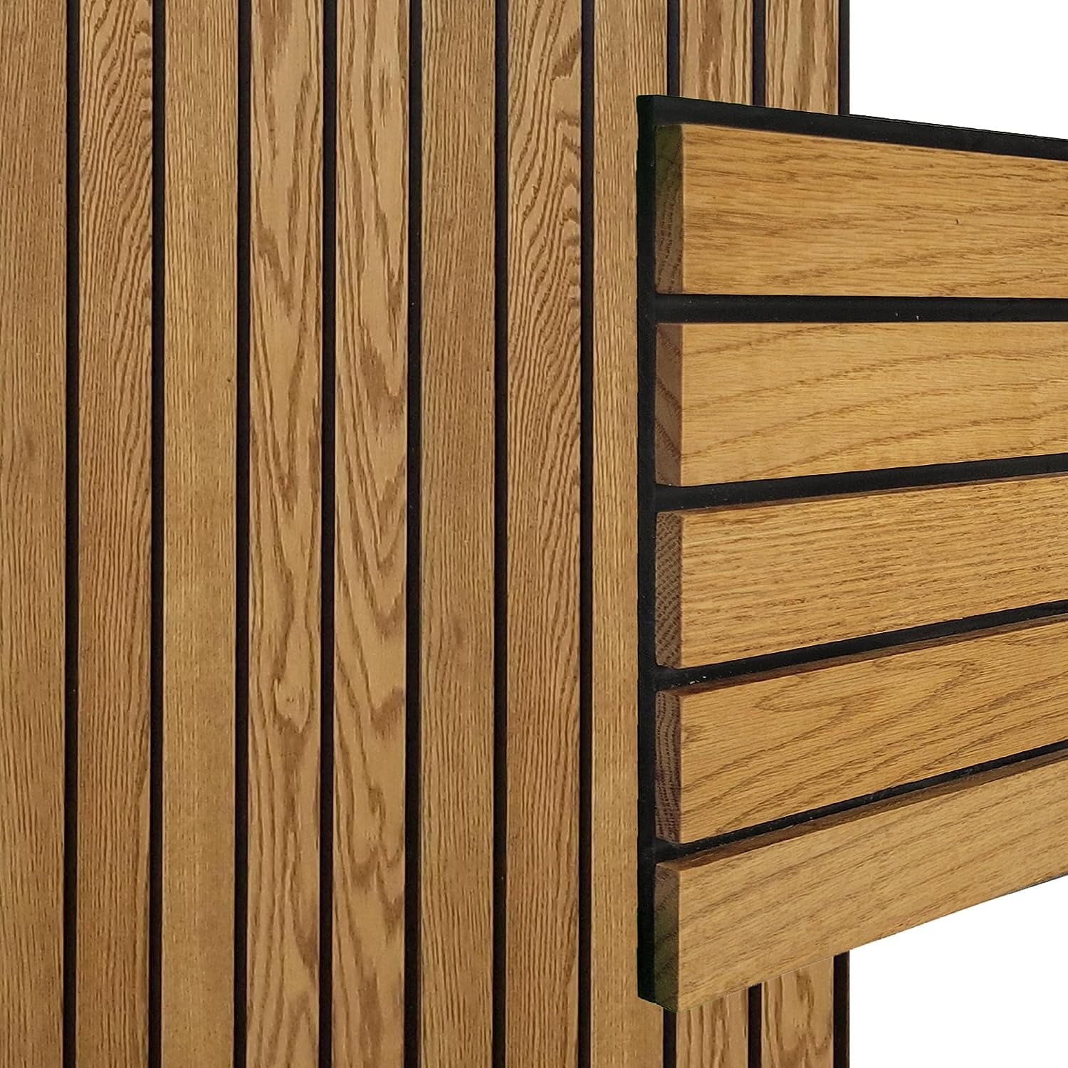 Z Design Studio Inc 12"x48" 3D Solid Wood Wall Slats, Red Oak Wooden ...