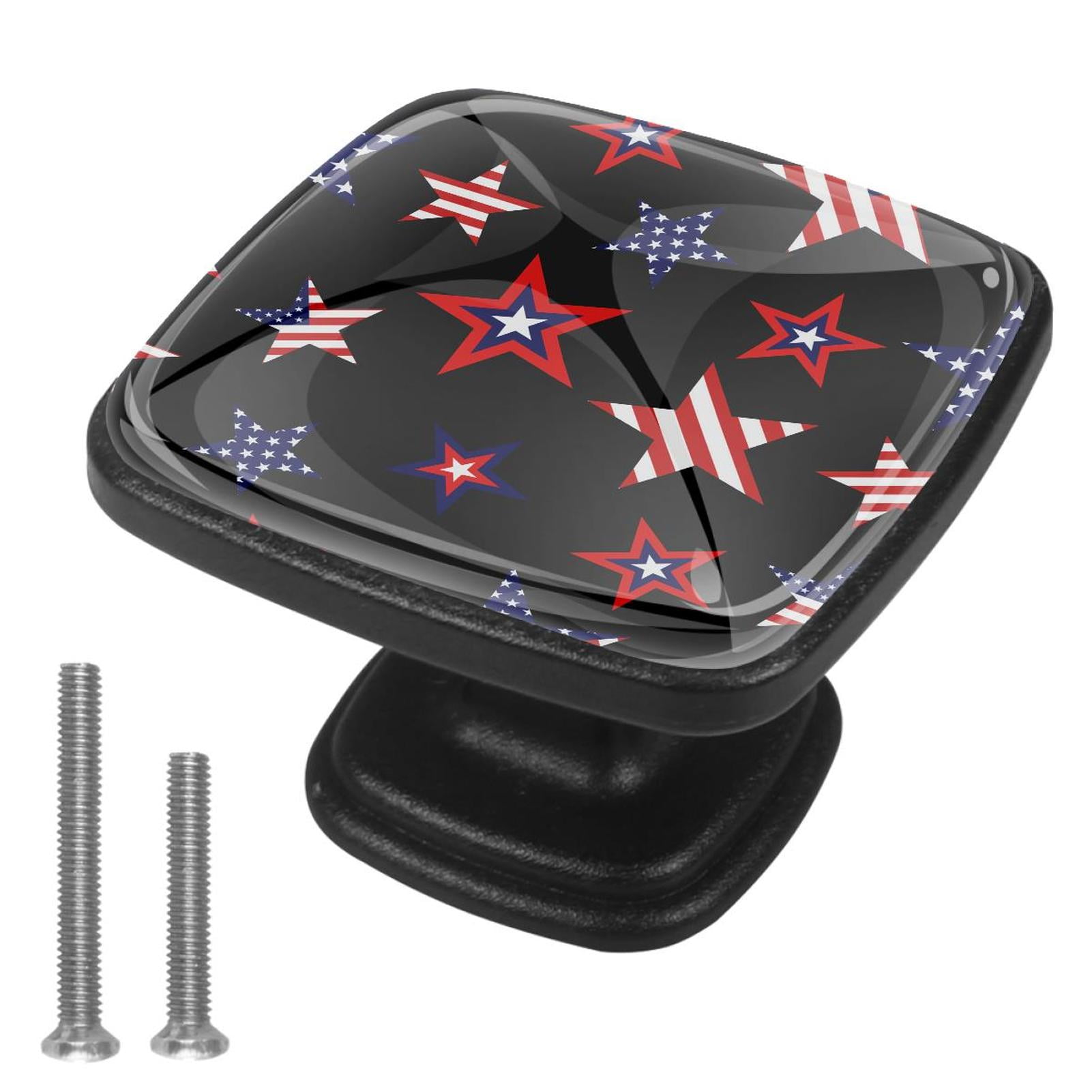 4 Pcs Cabinet Handle Drawer Pulls American Flag Stars Knobs with Screws ...