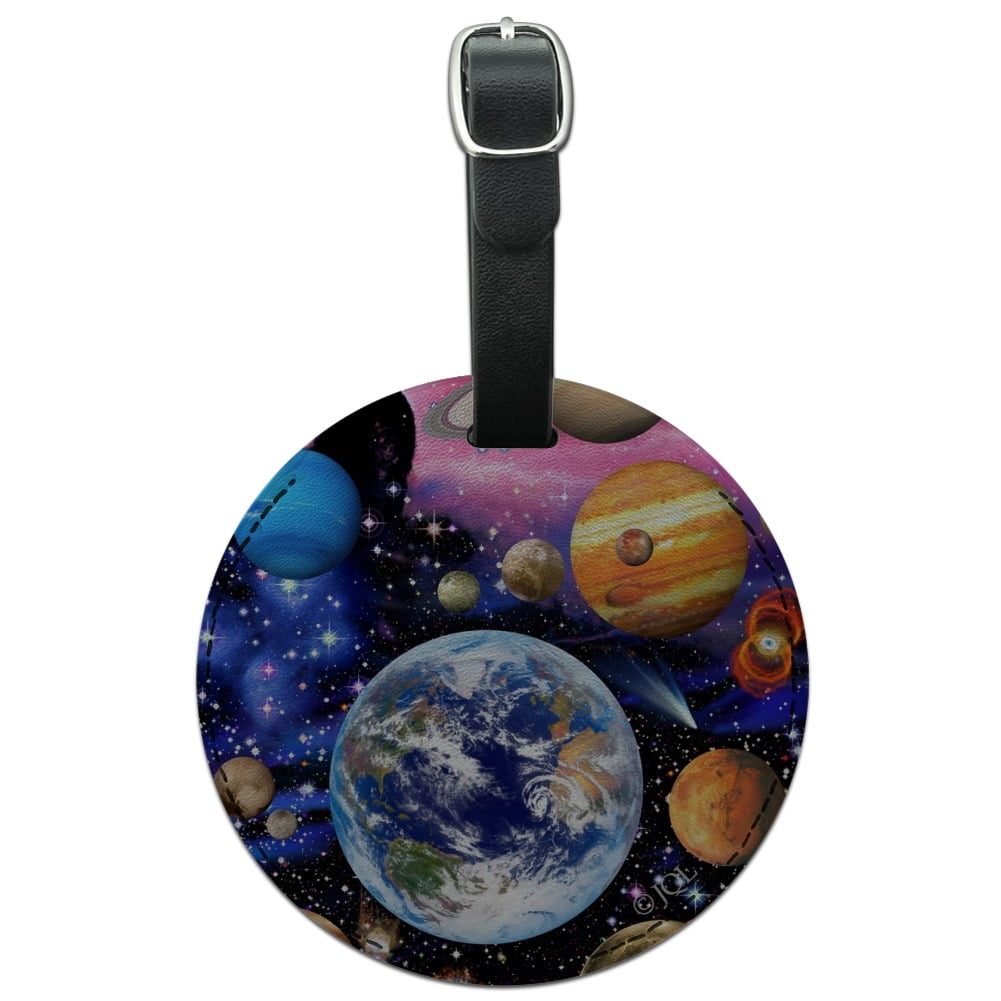 Planets Solar System Earth Nebula Round Leather Luggage Card Suitcase ...