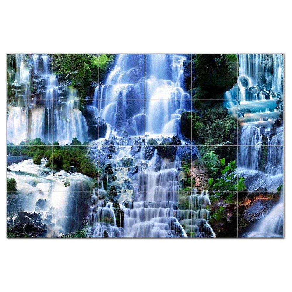 Waterfall Picture Ceramic Tile Mural Kitchen Backsplash Bathroom Shower ...