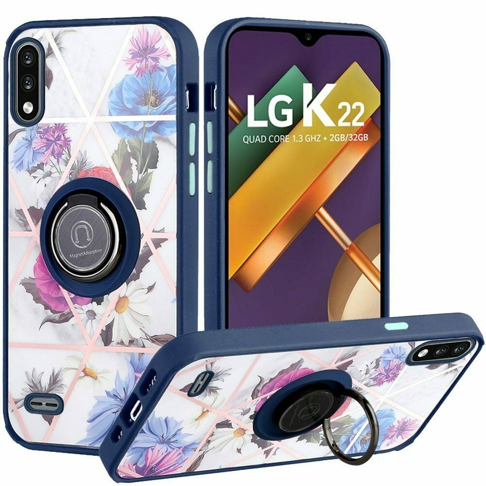 Kaleidio Case For LG K32 5G, K22 [Image Hybrid] Lightweight Slim Fit [Magnetic Ring Stand] Skin ...