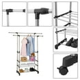 Ktaxon Portable Double Rolling Rail Adjustable Clothes Garment Rack ...