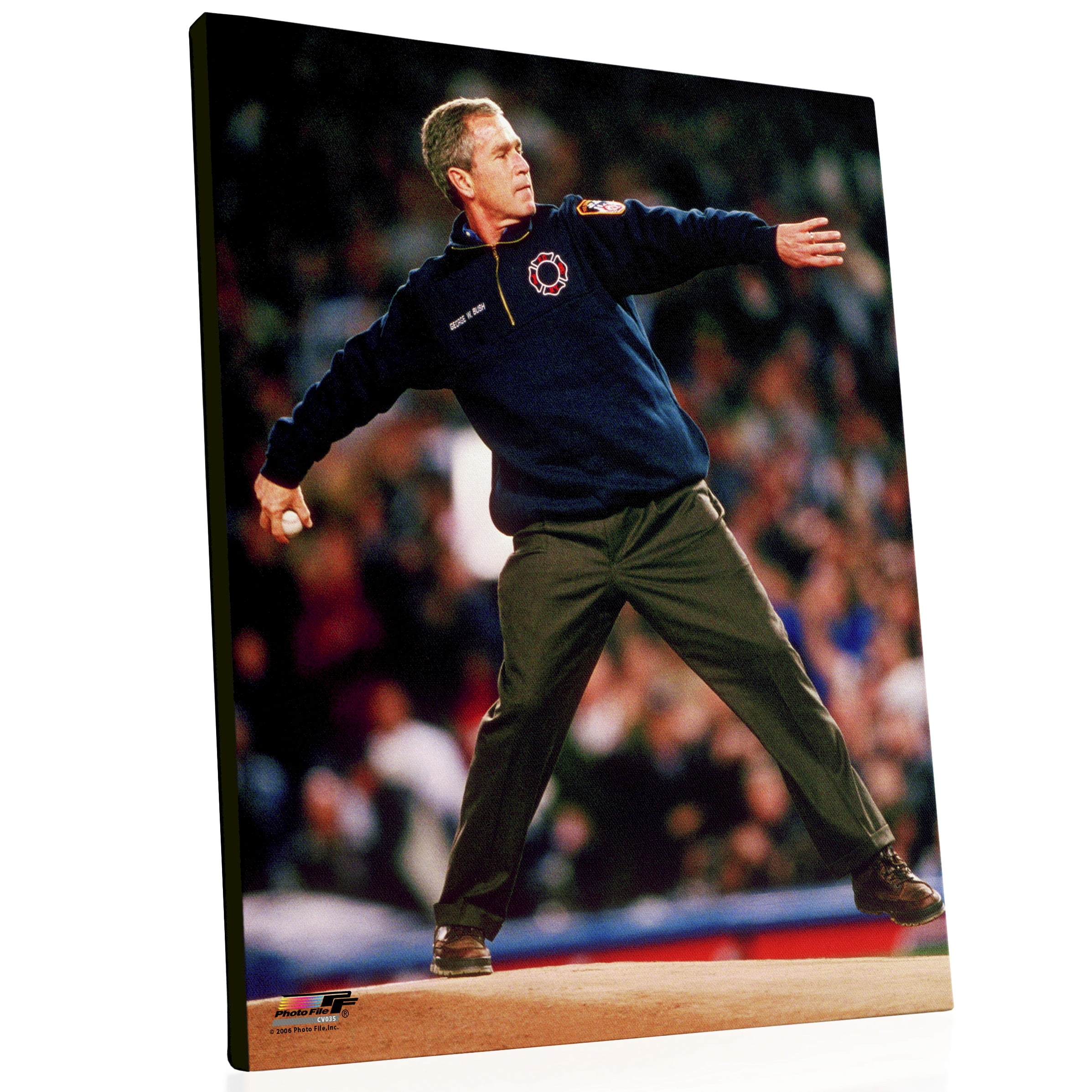 President George W. Bush throws out the 1st pitch at Yankee Stadium ...