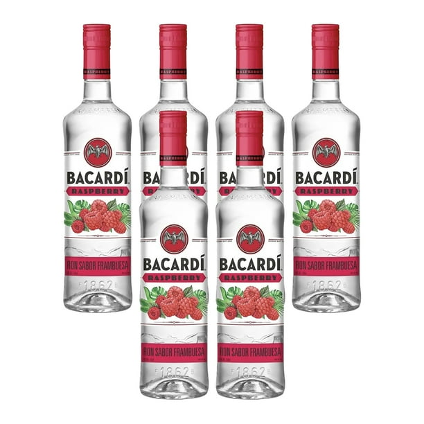PACK DE 6 RON BACARDI RASPBERRY 750 ML | Walmart en línea