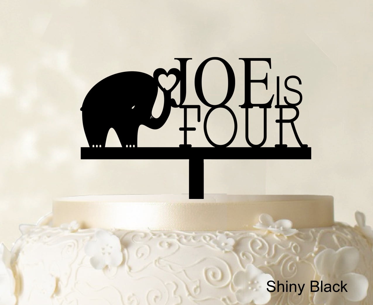 "Kids Birthday Cake Topper Personalized Shiny Black Cake Topper Color ...