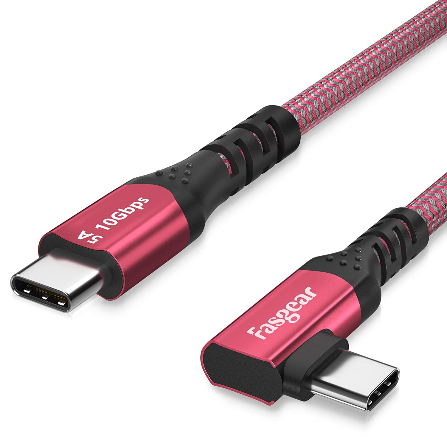 Fasgear 100W USB C to Type C 90 Degree Cable 10ft, USB3.1 Gen 2 10Gbps ...
