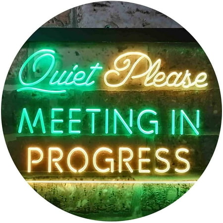 Meeting in Progress Quiet Please Dual Color LED Neon Sign Blue & Red 12 ...