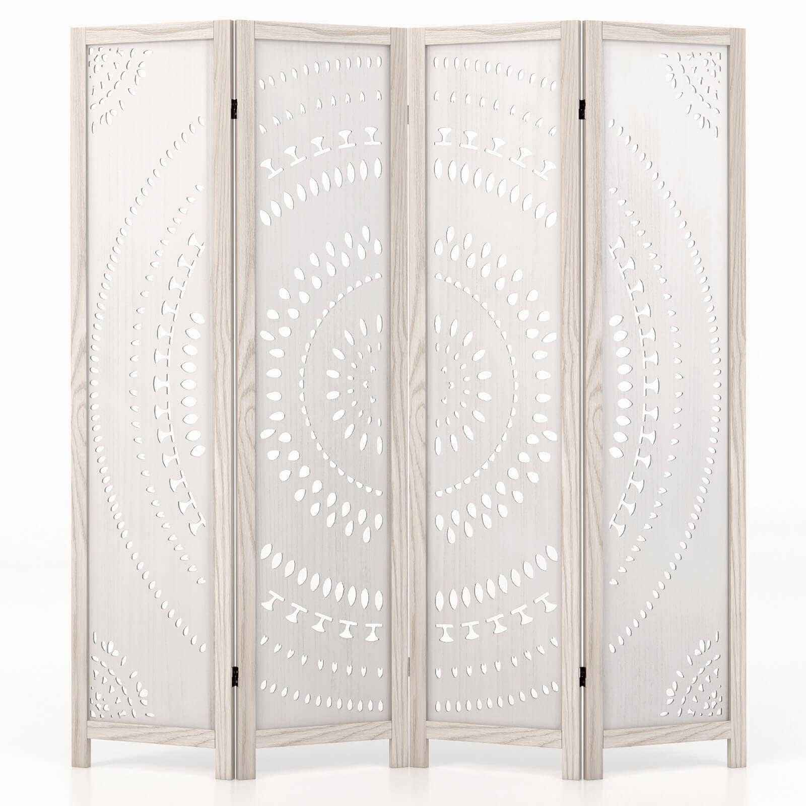 Click here for Costway 66 Boho 4-Panel Room Divider With Carved P... prices