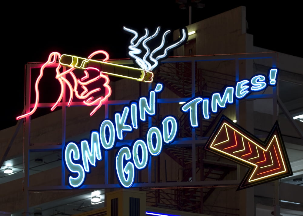 Smokin' Good times Neon sign with arrow Poster Print (24 x 36 ...