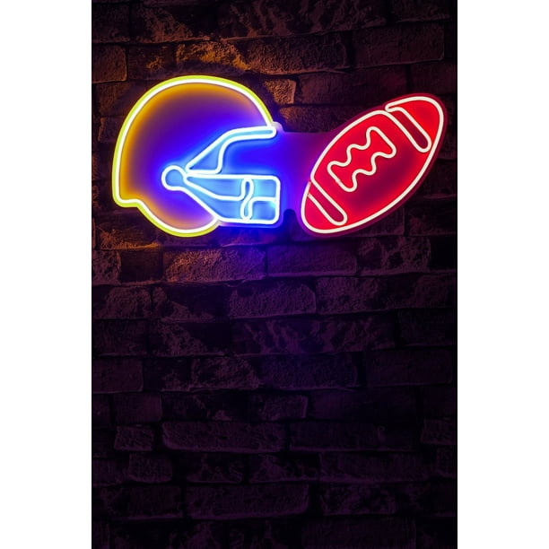 Decorative 21" Football and Helmet Led Neon Sign Red Football NFL Wall ...