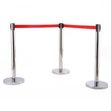 Costway 6Pcs Stanchion Posts Queue Pole Retractable Red Belt Crowd ...