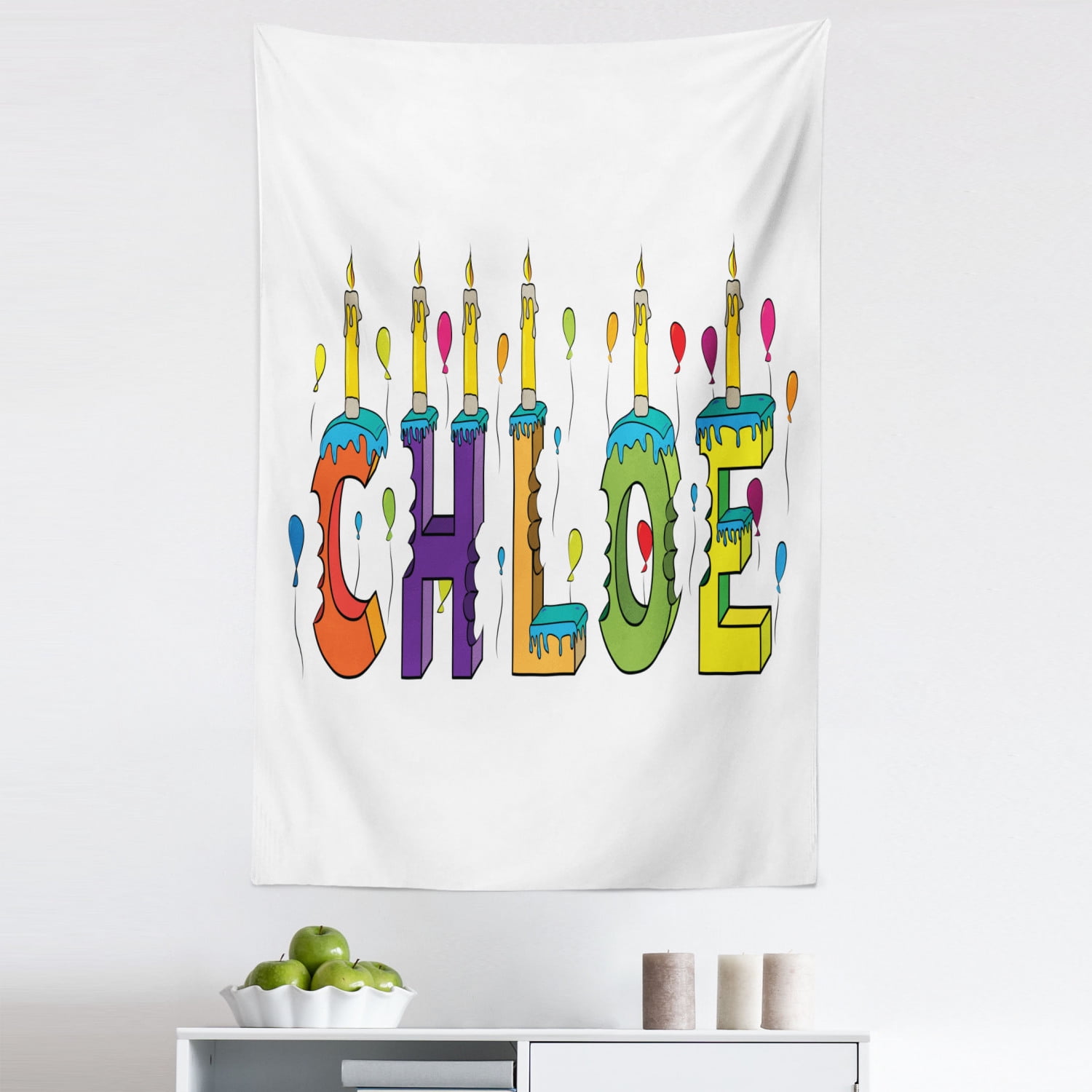 Chloe Tapestry, Lettering with Cheerful Bitten Cake Candles Girly ...