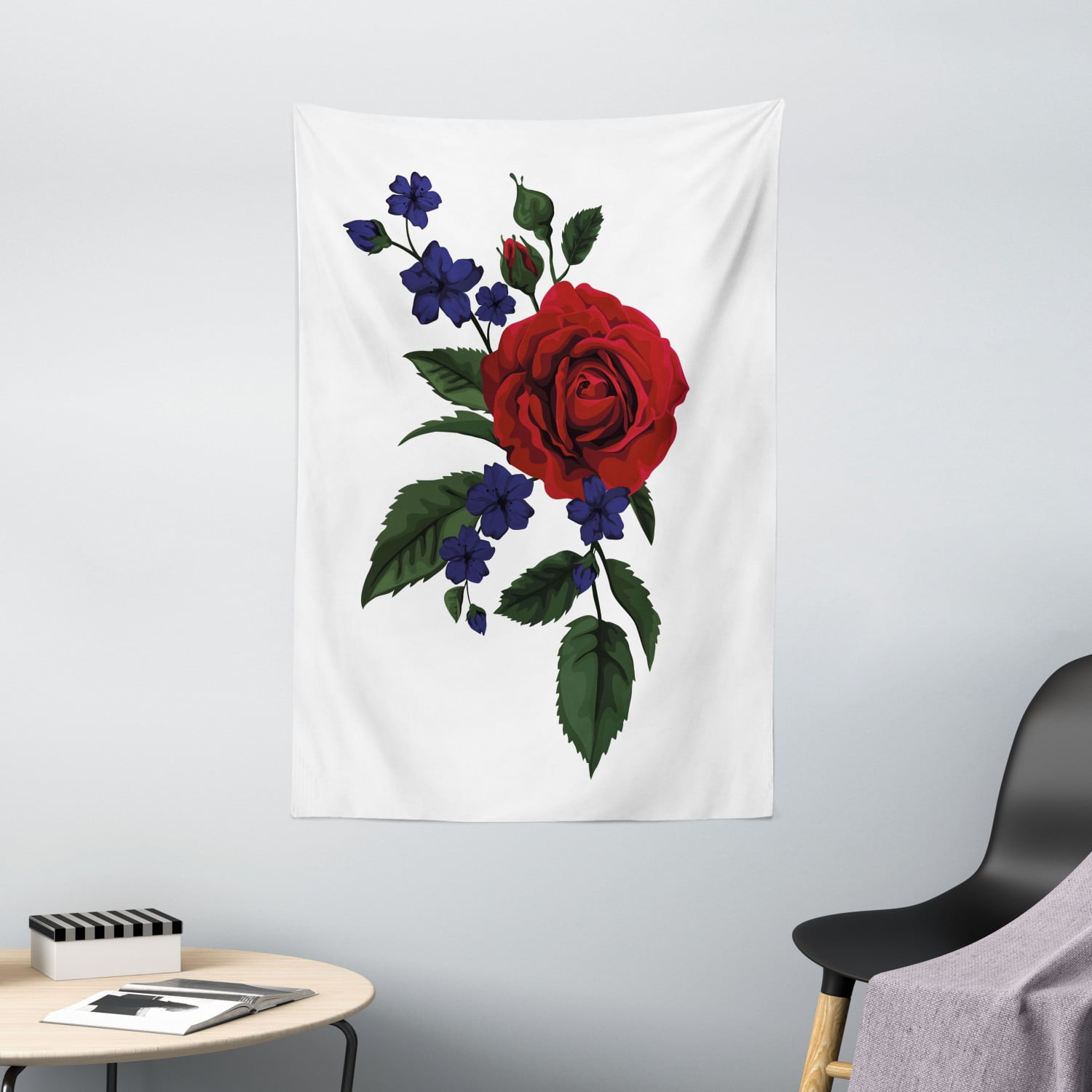 Rose Tapestry, Rosebud with Little Blossoms Leaves Love and Passion ...
