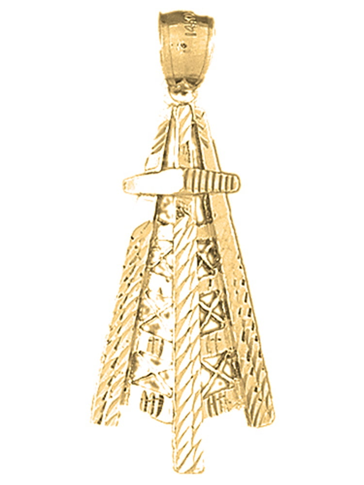 18K Yellow Gold Oil Well, Oil Rig Pendant - 44 mm - Walmart.com