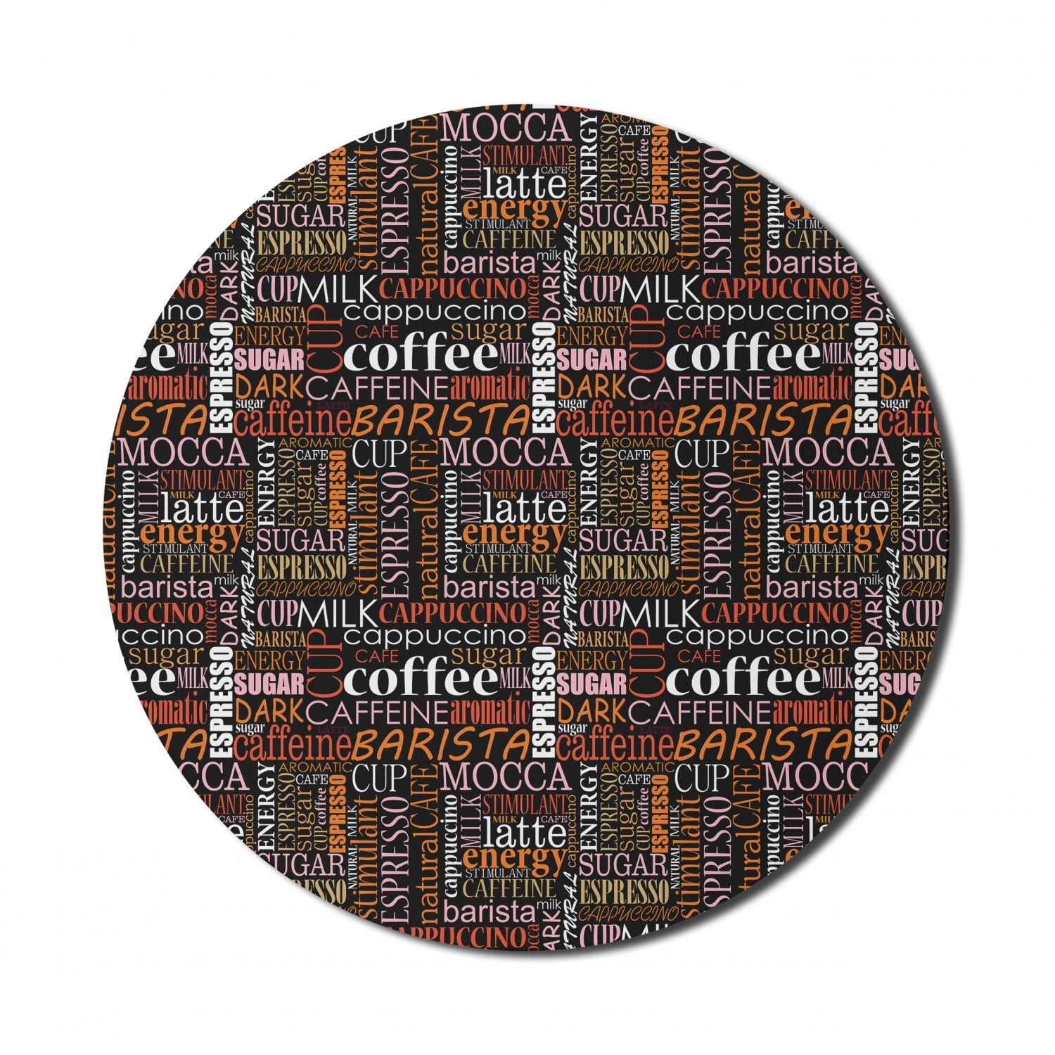 Coffee Mouse Pad for Computers, Colorful Typography Pattern of Vertical ...