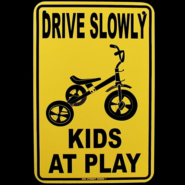 DRIVE SLOW KIDS AT PLAY Metal Street Sign Child Safety Caution/Children ...