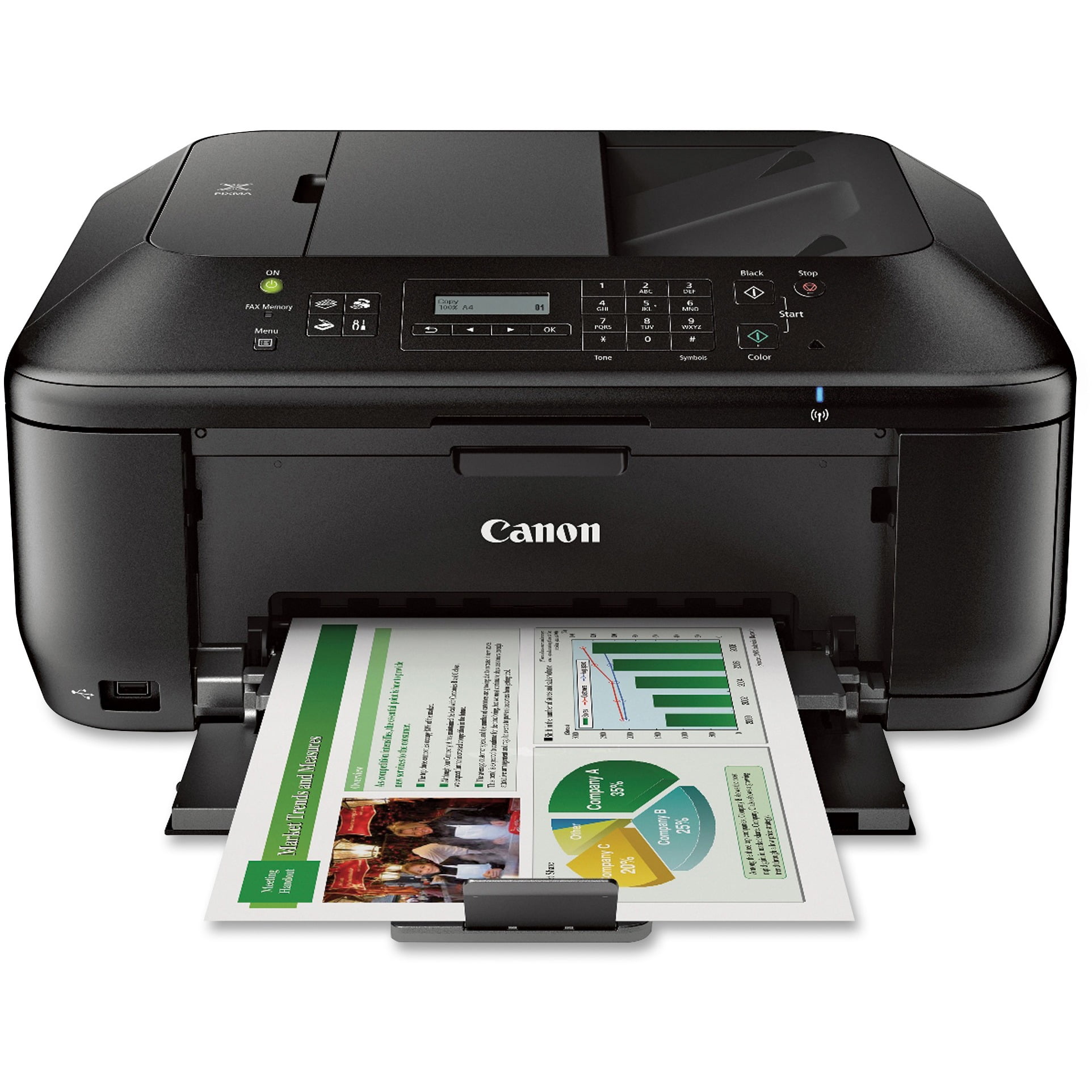 Canon, Inc Wireless AIO Printer IJ/NW 100Sht Cap 18"x15-1/2"x7" BK ...