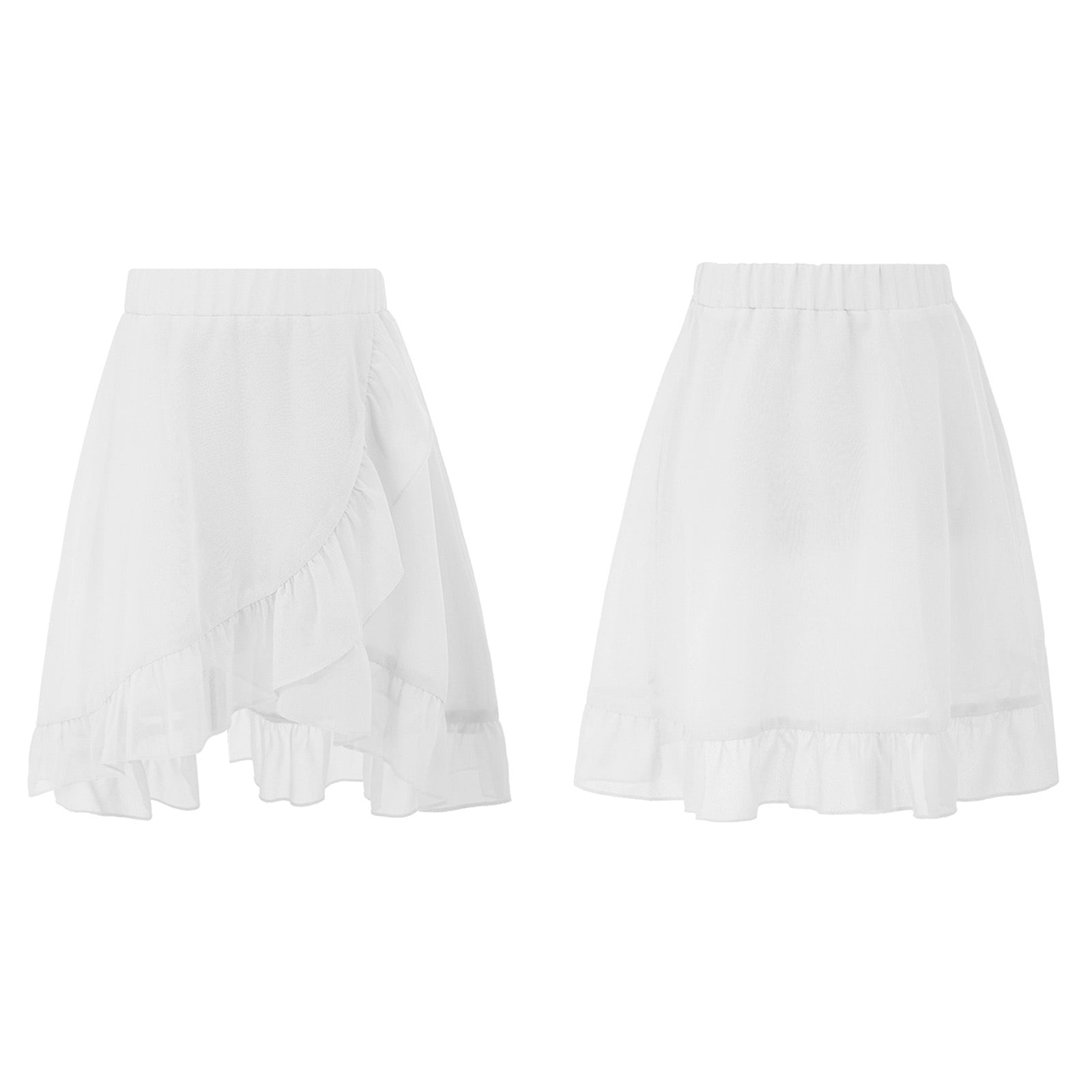 YONGHS Kids Girls Chiffon Ruffle Hem Tulle Ballet Tutu Skirt Jazz Dance ...