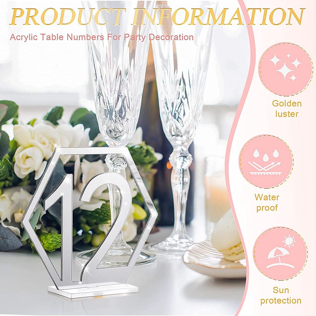 Buy Growment Desktop Digital Wedding Acrylic Table Hexagon Wedding ...