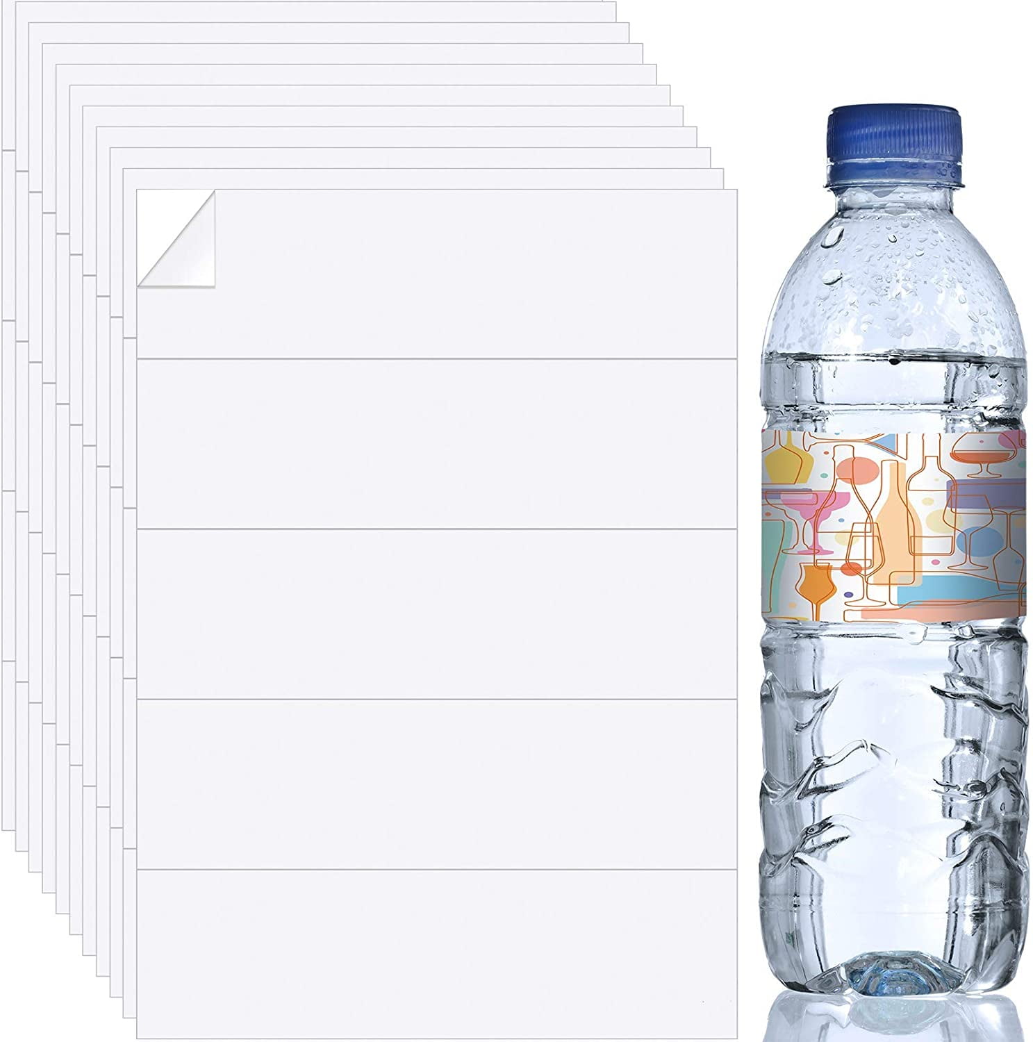 Blank Water Bottle Label Stickers White Wraparound Bottle Labels ...