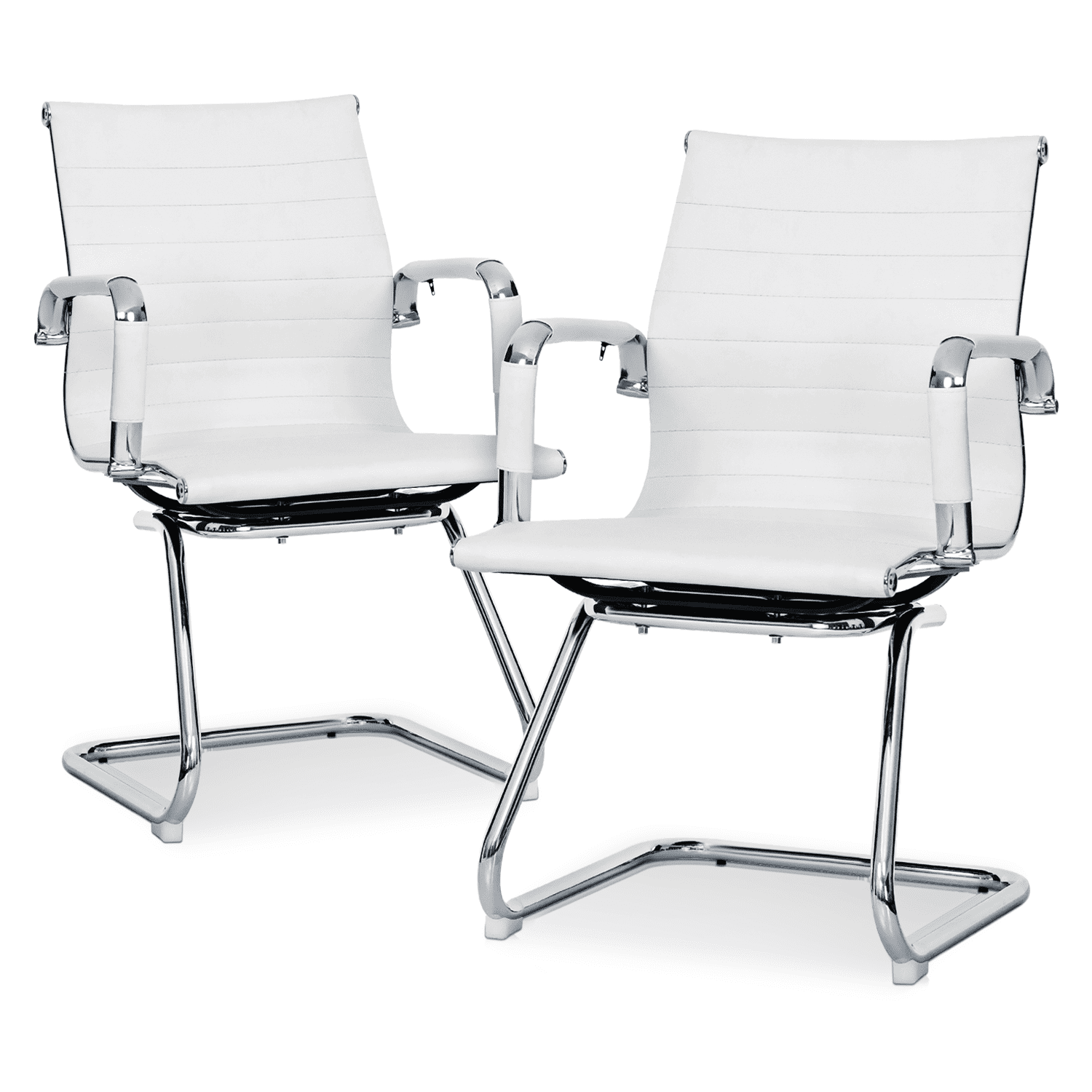 MoNiBloom Office Reception Chair Set of 2, High Back Faux Leather Metal ...
