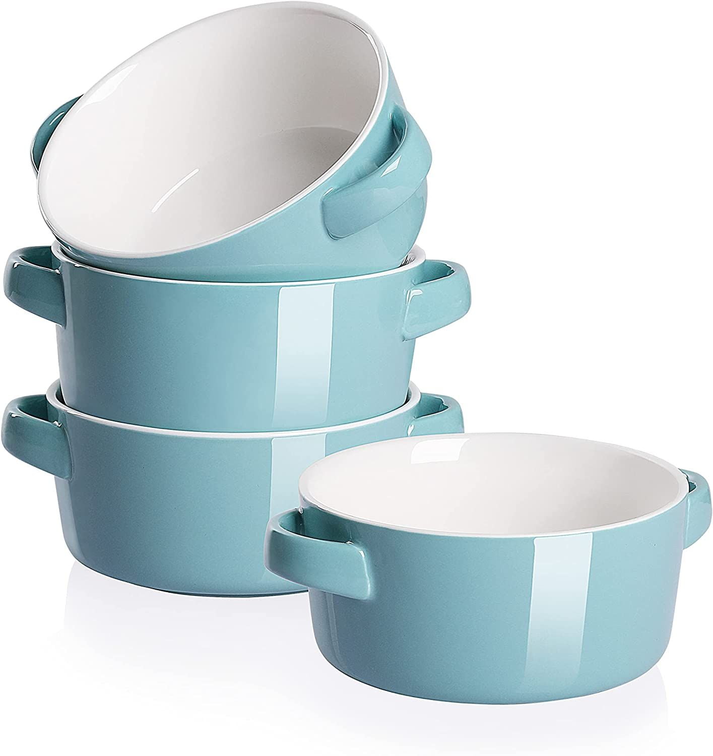 SWEEJAR Porcelain Soup Bowls with Handles, 28OZ Substantial Crocks for ...