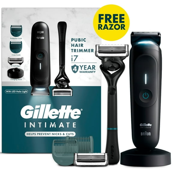 Gillette Men's Intimate Pubic Hair Trimmer, Waterproof, Cordless ...