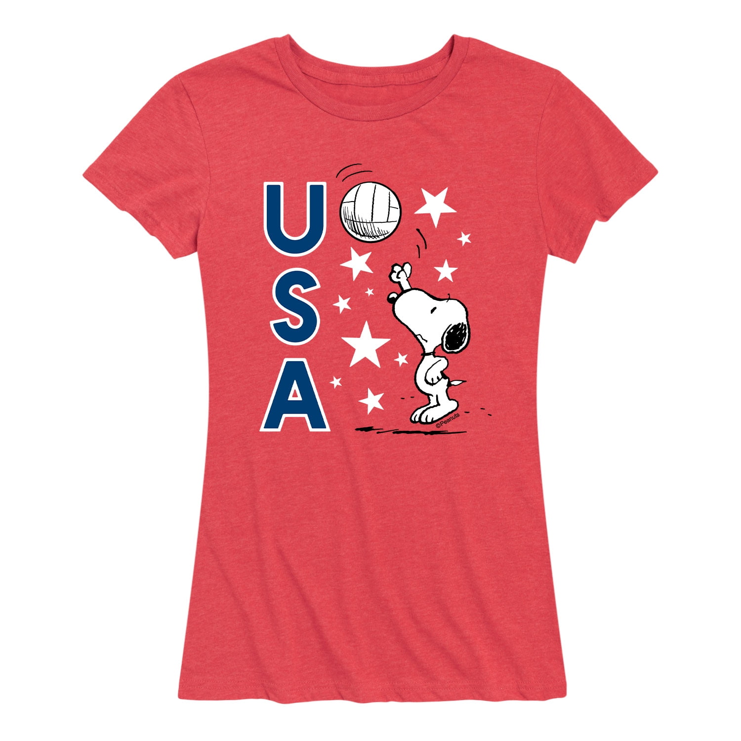 Peanuts - USA Volleyball - Women's Short Sleeve Graphic T-Shirt ...