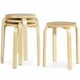 Gymax Set of 4 18'' Stacking Stool Round Dining Chair Backless Wood ...