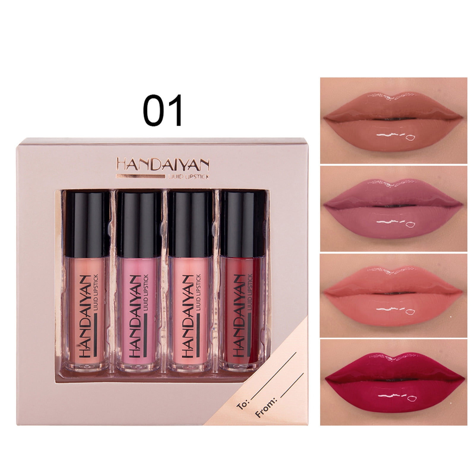 Juego de 4 labiales con espejo, brillo labial mate antiadherente, lápiz ...