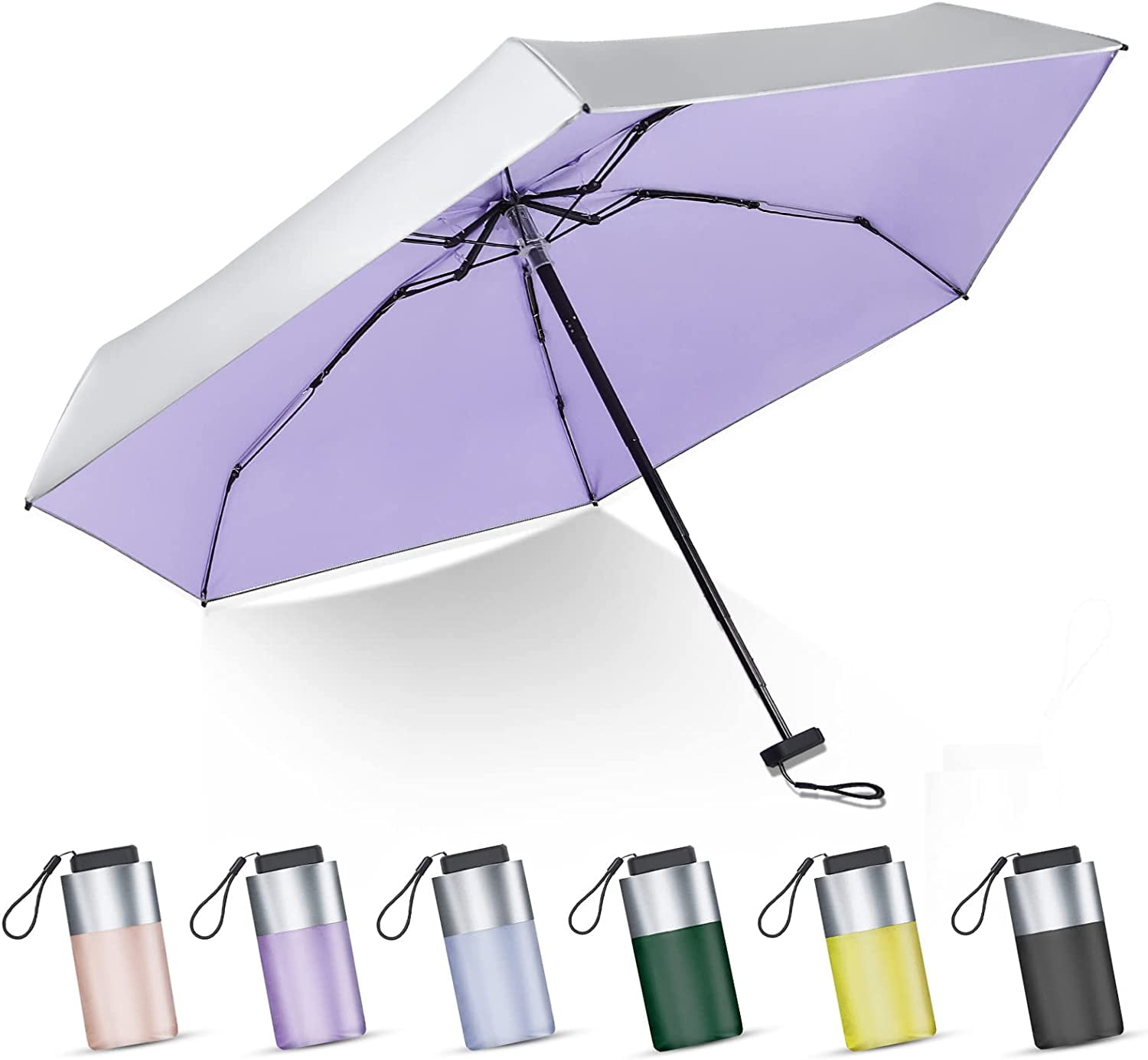 BABYFOND Mini Umbrella For Purse - UPF 50+ UV Blocker Umbrella, Small Lightweight Travel ...