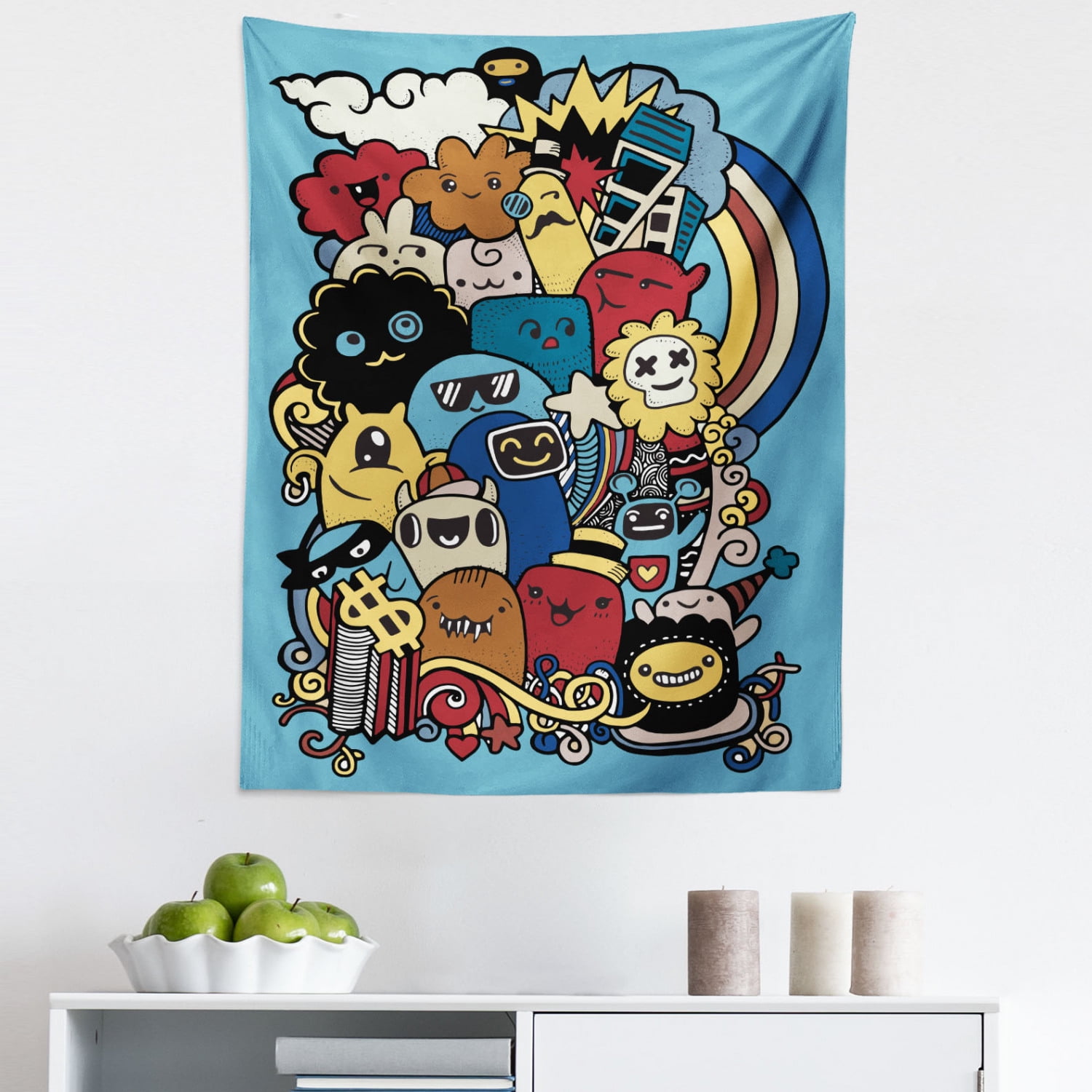 Indie Tapestry, Cool Funny Crazy Monster Universe Rainbow Stars Clouds ...