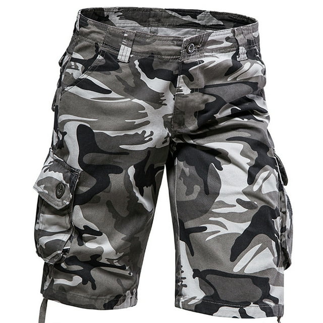 Holiday Giftszanvin Mens Work Shorts Camouflage Mid-waist Multi-pocket ...