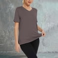 Bainana Womens Short Sleeve Loose Split Top For Summer Solid Color Crew ...