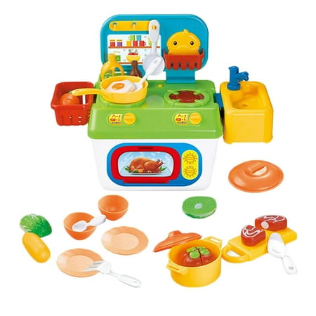 Pretend Play Food Set for Toddlers Stove Bench, Cooking Utensils Play ...