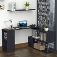 "HomCom 55"" Rotating L-Shaped Corner Desk with 3-Tier Storage Shelves ...