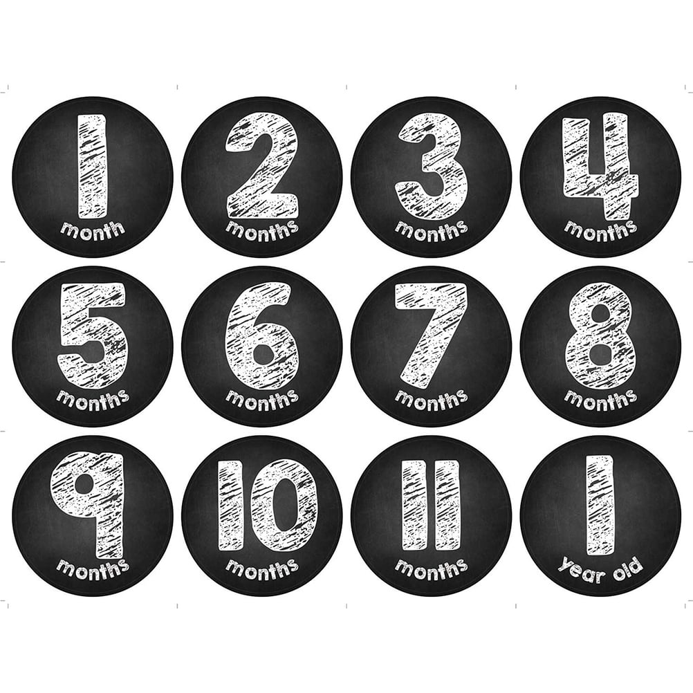 12 Pieces Simple Month Decals 12 Months Photo Sticker Creative Baby ...