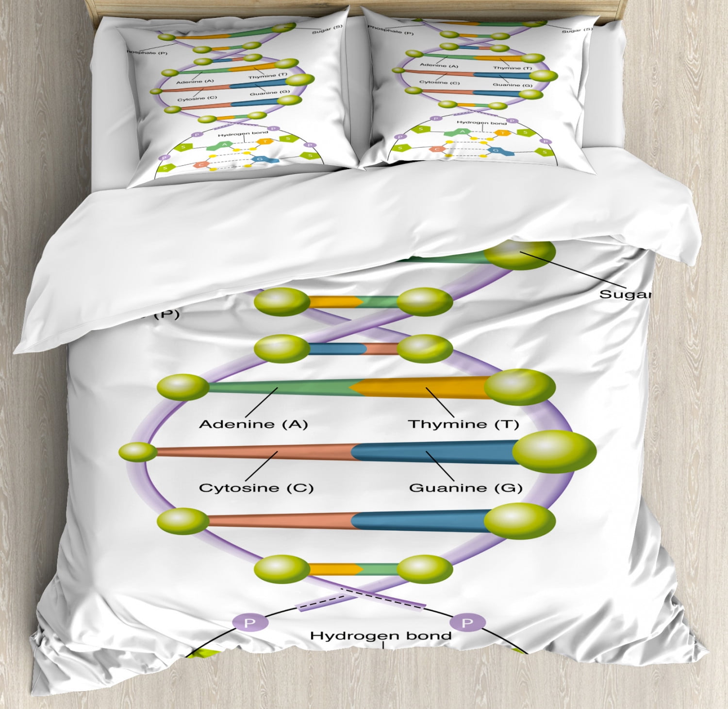 Educational King Size Duvet Cover Set, Colorful Structure of DNA ...