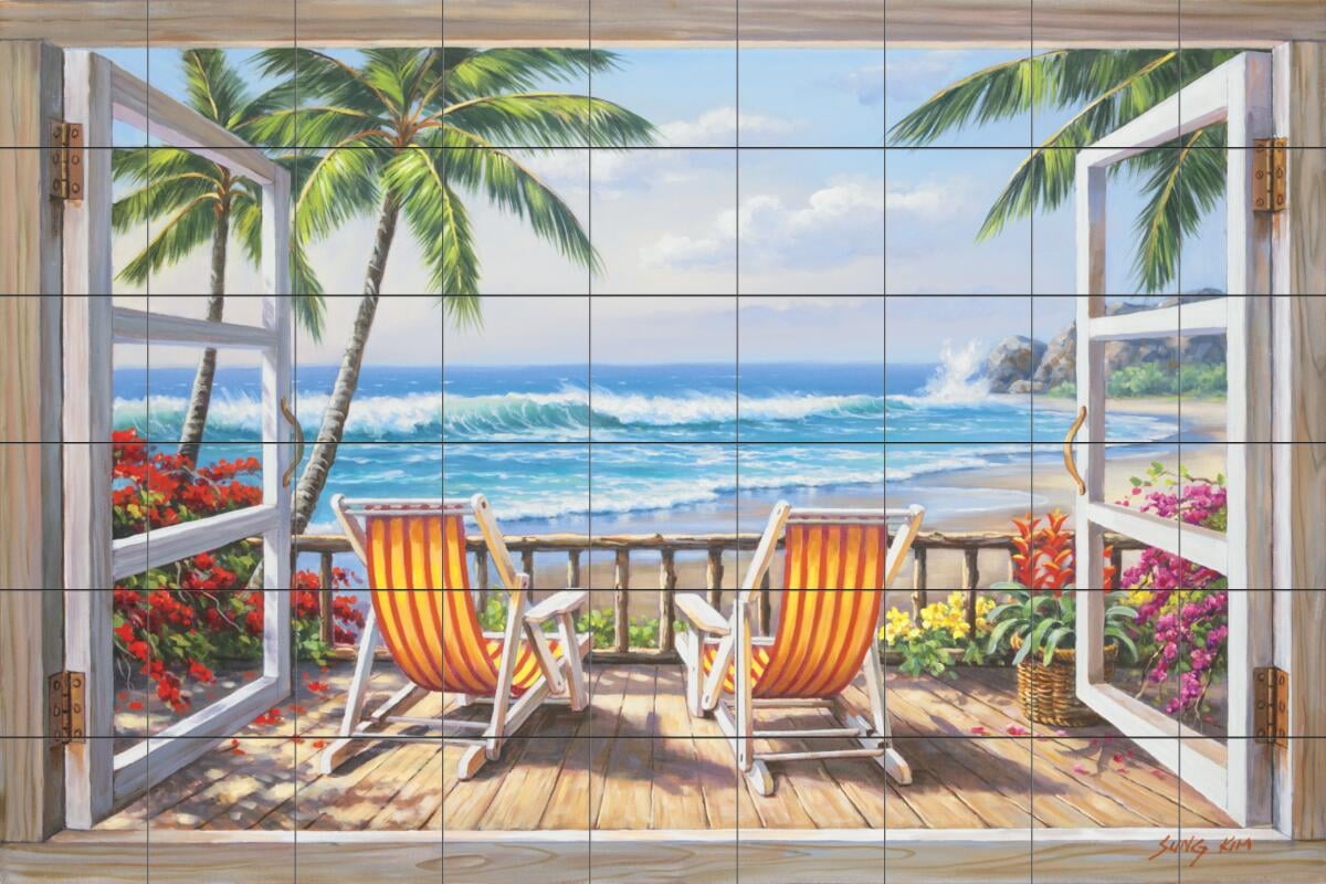 Tile Mural Kitchen Backsplash - SK-Tropical Terrace - by Sung Kim ...