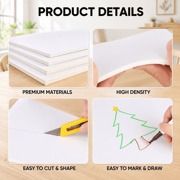 4 Pack White Foam Board 20 x 30 Inch, 5mm Thick Acid-Free Core for Art ...