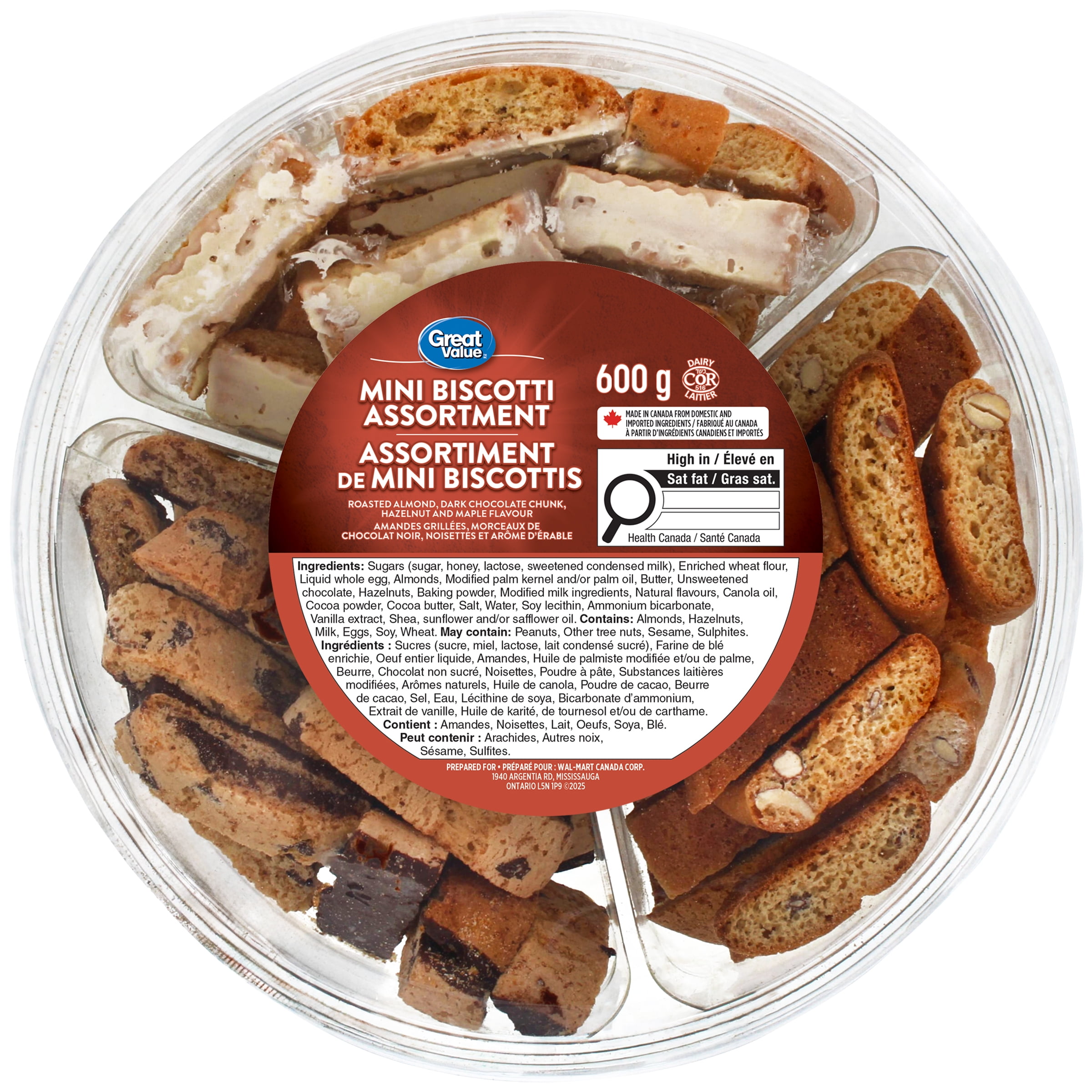 Assortiment de mini biscottis Great Value 600 g - Walmart.ca