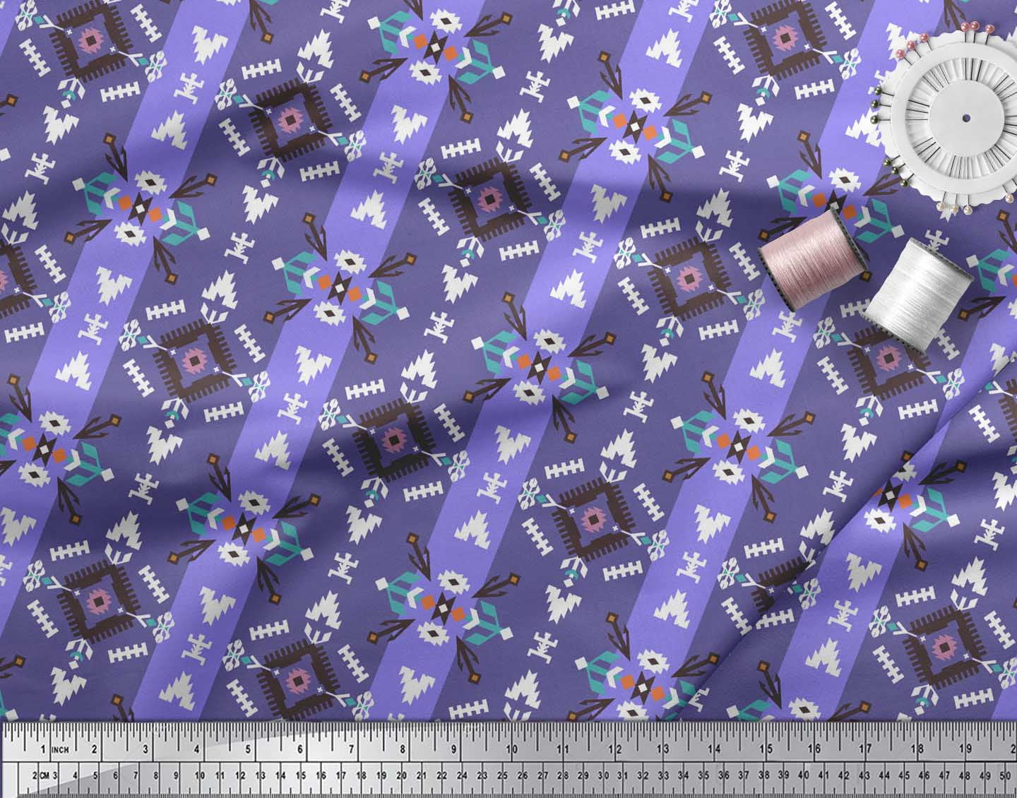 Soimoi Satin Silk Fabric Ikat Southwestern Print Fabric by the Yard 42 ...