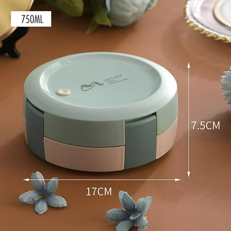 Round Lunch Box Stainless Steel Single Layer Bento Box With Fork Spoon ...