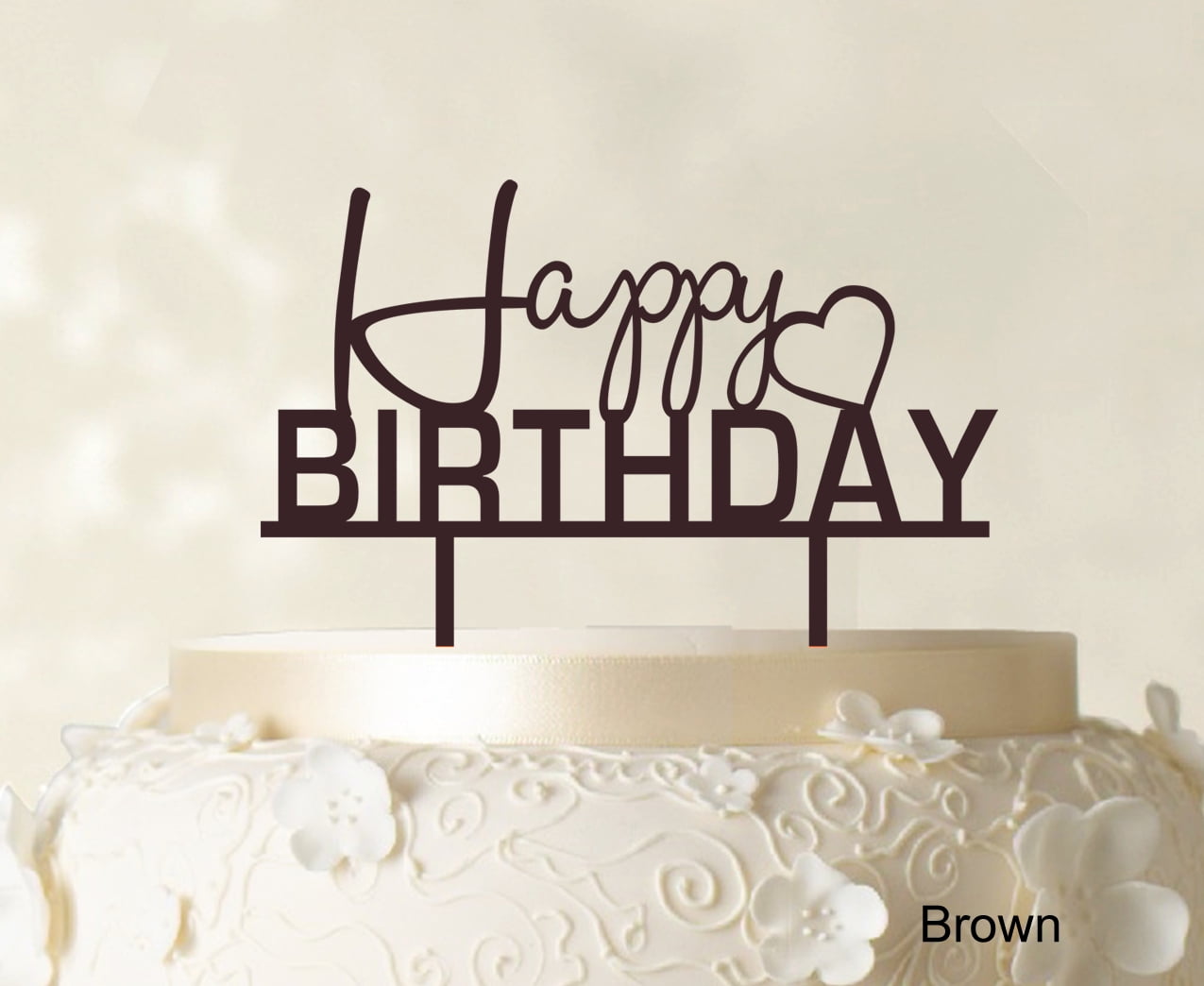 """Happy Birthday"" Cake Topper Personalized Brown Cake Topper Cake ...