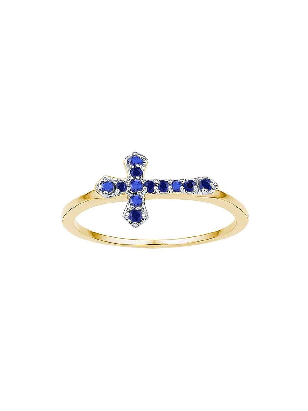 FB Jewels - FB Jewels 10kt Yellow Gold Womens Round Lab-Created Blue ...