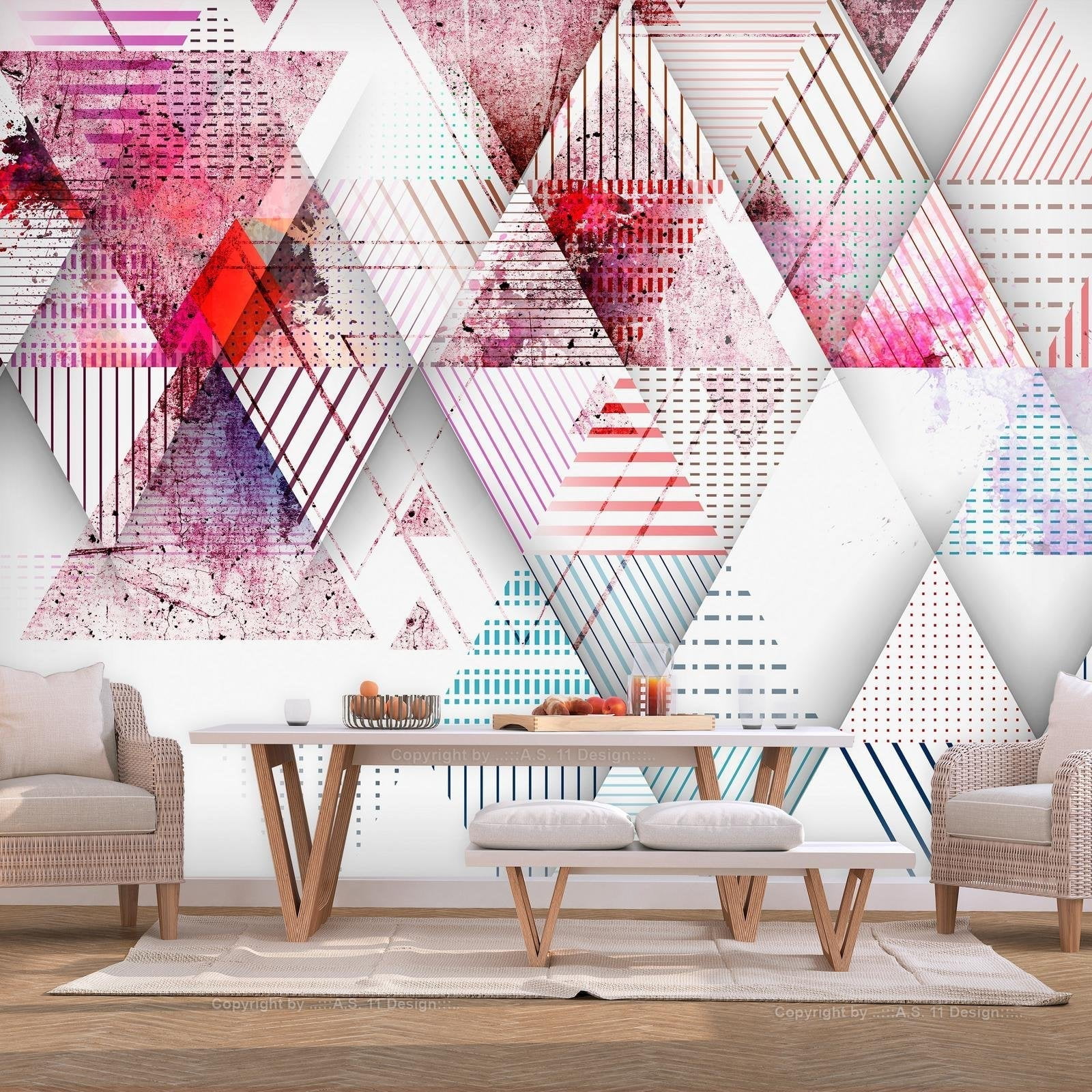 Tiptophomedecor Abstract Wallpaper Wall Mural - Triangular World ...