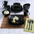Gibson Modern Soho Lounge Square 16-Piece Stoneware Dinnerware Set - Black - Walmart.com