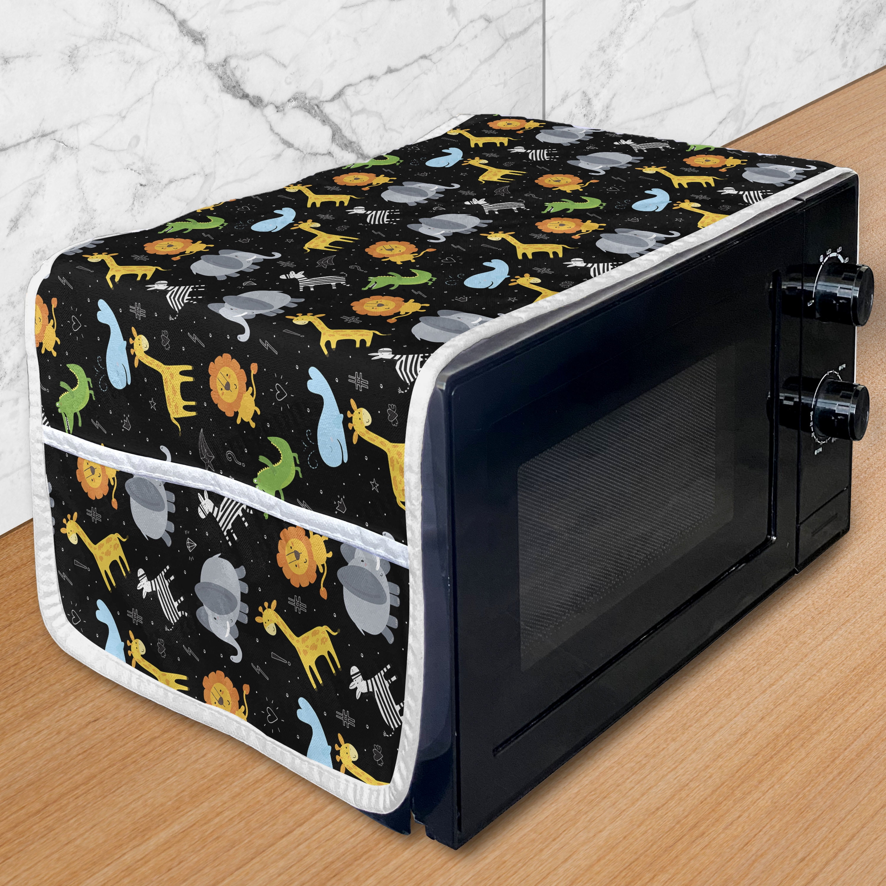 Animal Microwave Oven Cover, Themed Cartoon of Lion Giraffe Whale Zebra ...